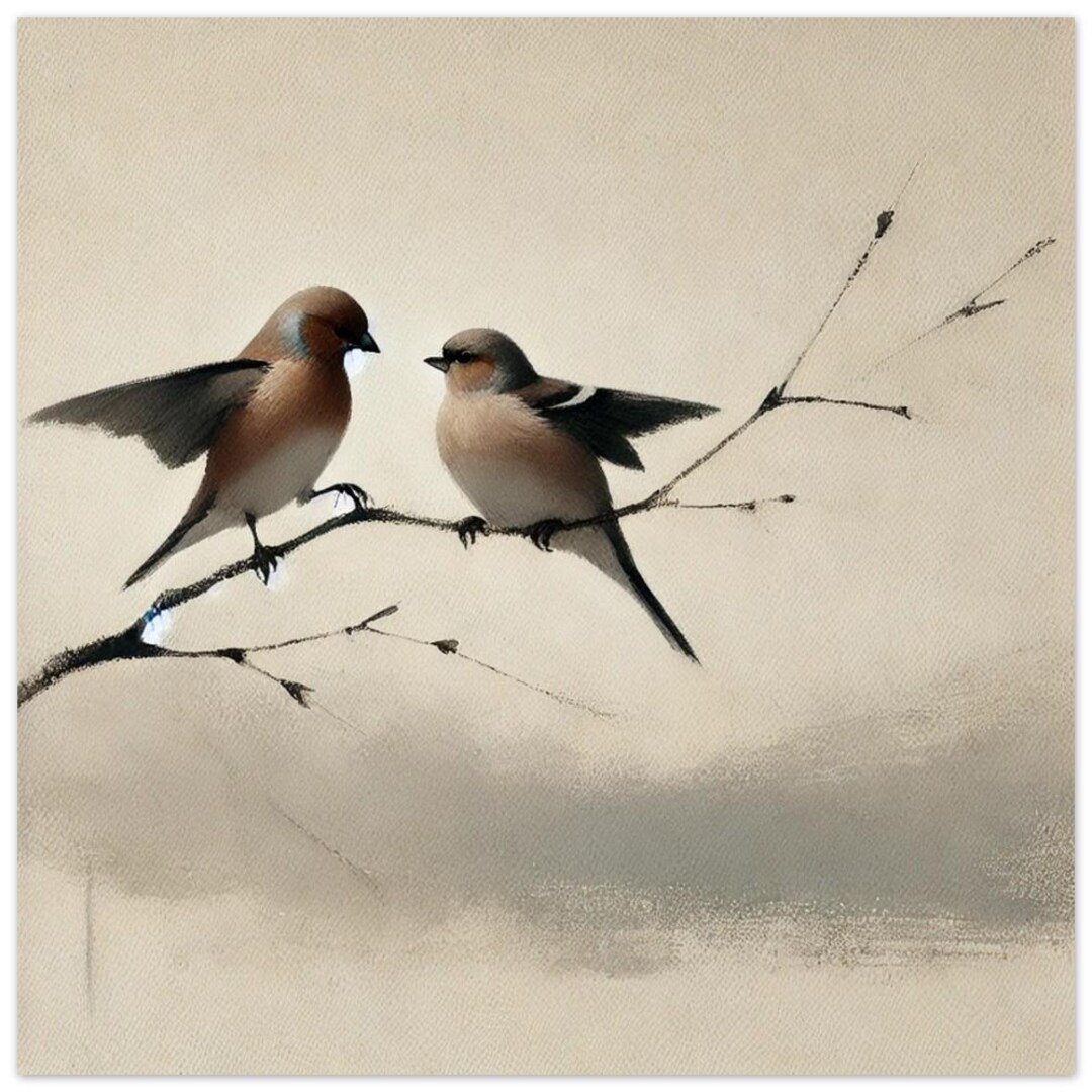 Dancing Finches Poster Timeless Art for Nature Lovers Beautiful Print ...