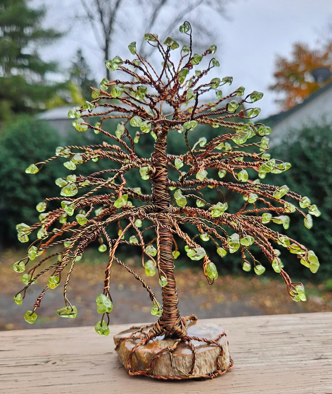 Peridot on Petrified Wood Gemstone Tree of Life, Reiki Light Infused ...