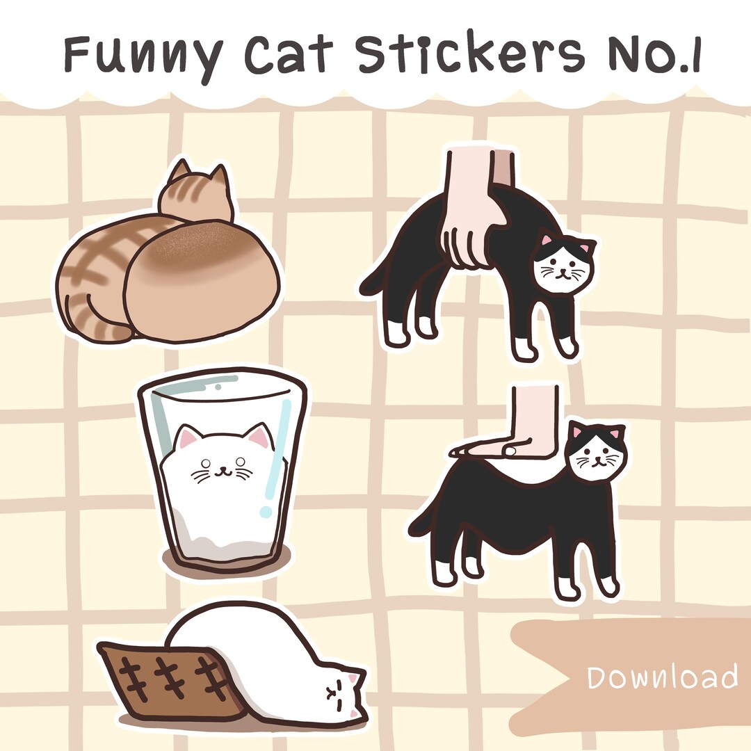 Funny Cat Stickers 1 .png - Etsy