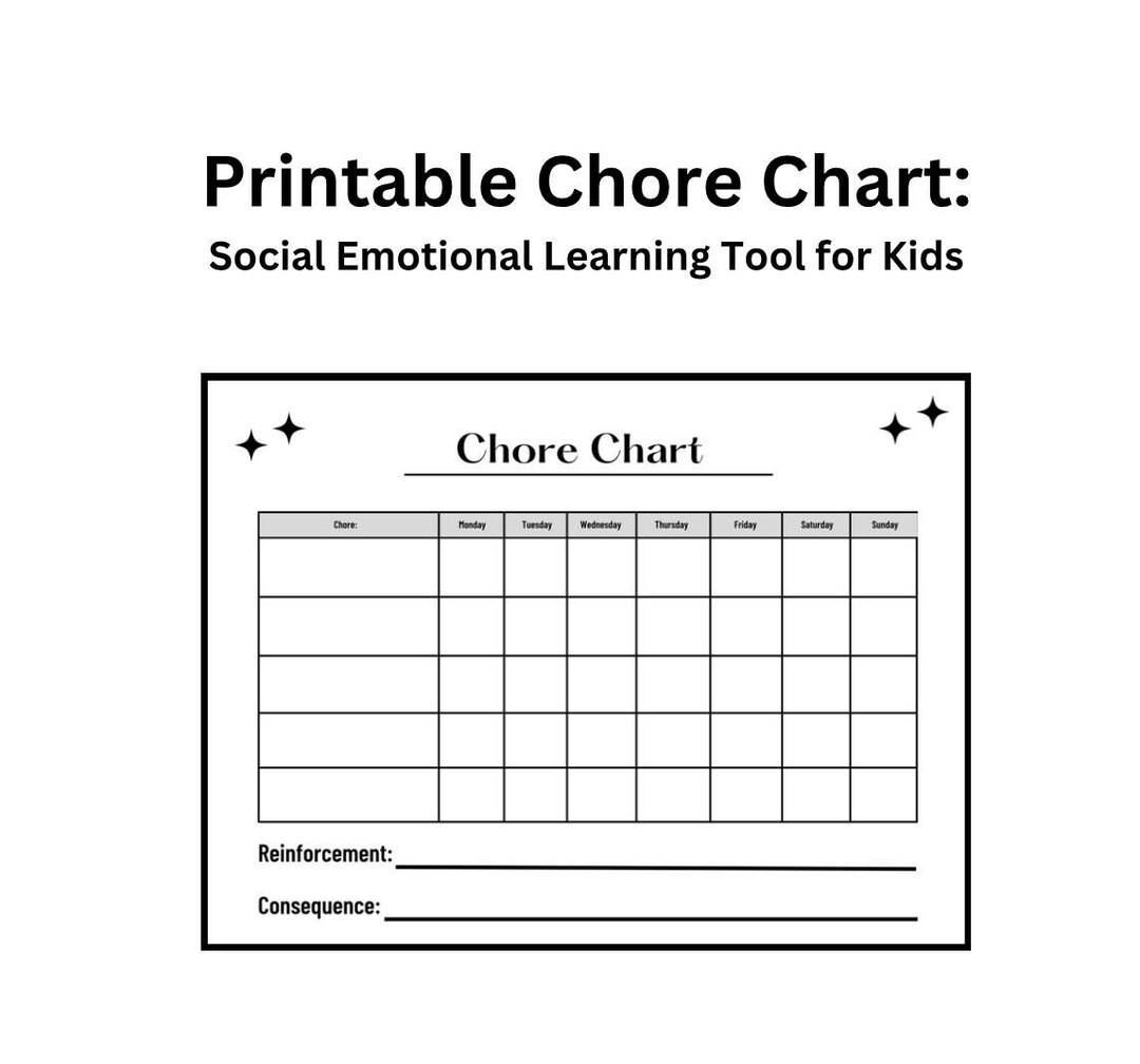 Printable Chore Chart - Social Emotional Learning Tools for Kids - Etsy