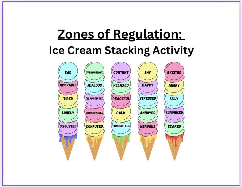 Zones of Regulation Emotion Stacking Activity: Social-emotional ...
