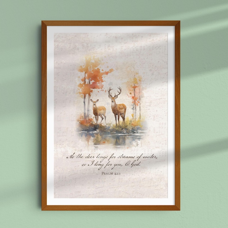 Psalm 42:1 as the Deer Digital Printable Watercolor Style Text With ...