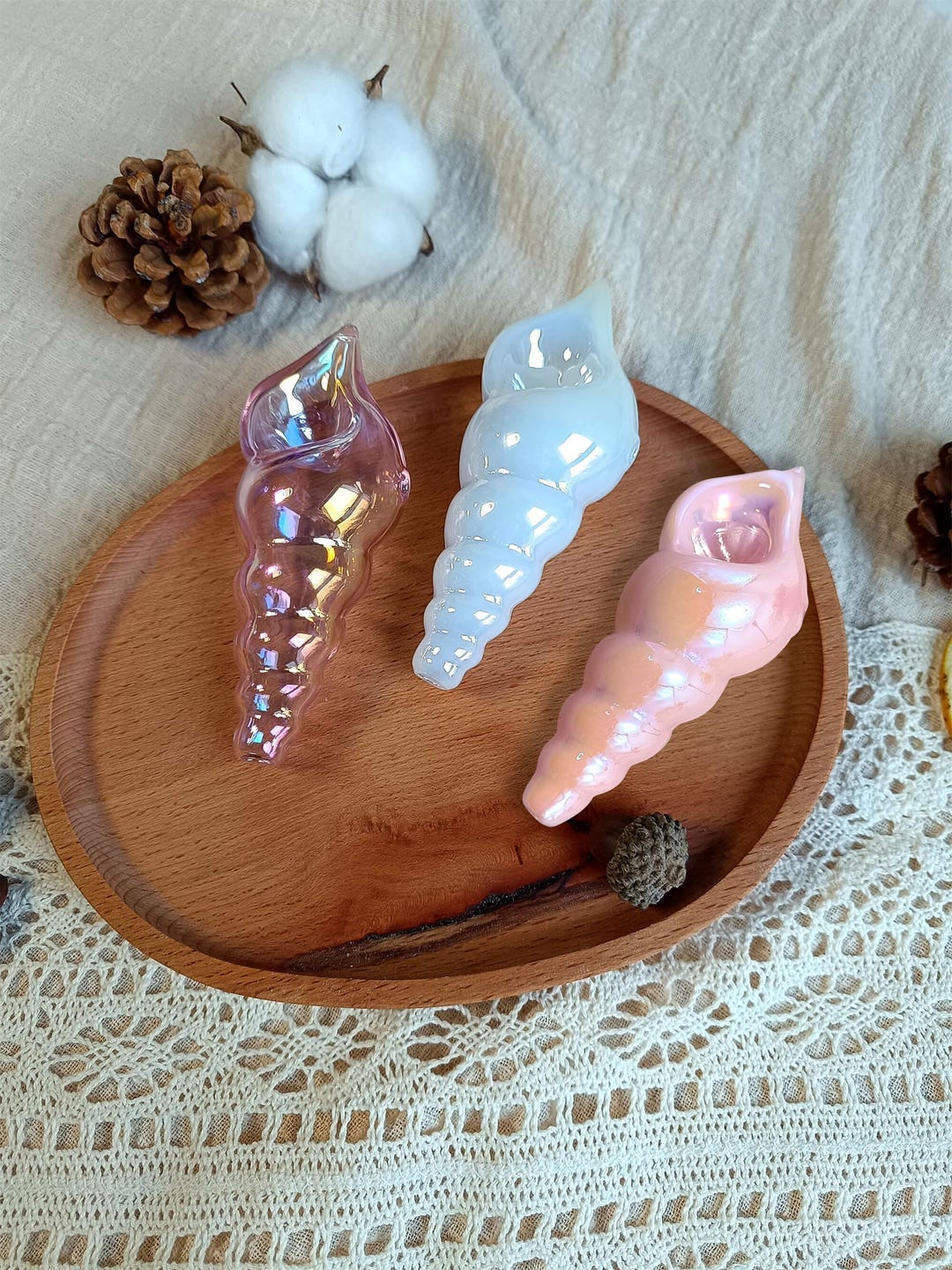 4.5 Inch Glass Smoking Pipe,conch Shell Design,cute Girly Bowl,perfect Gift for Her,pocket Glass ...