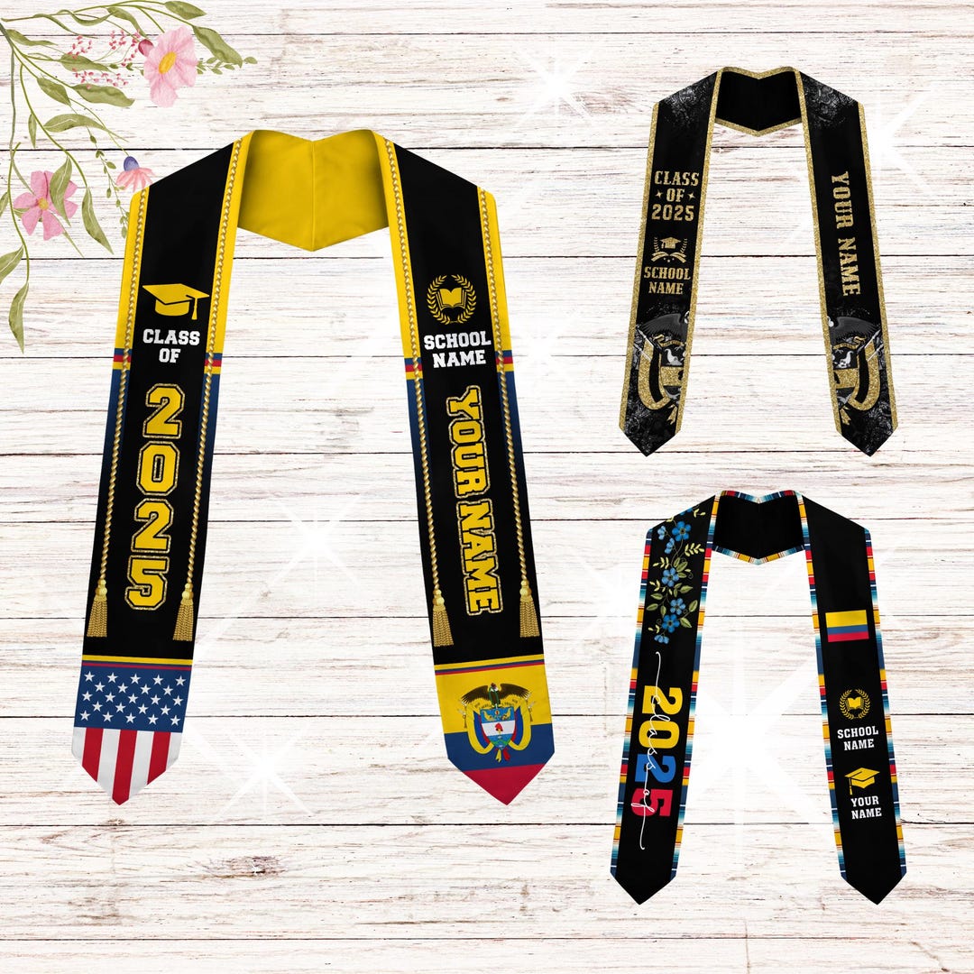 Custom Colombian Graduation Stole, Colombian American Flag Graduation ...