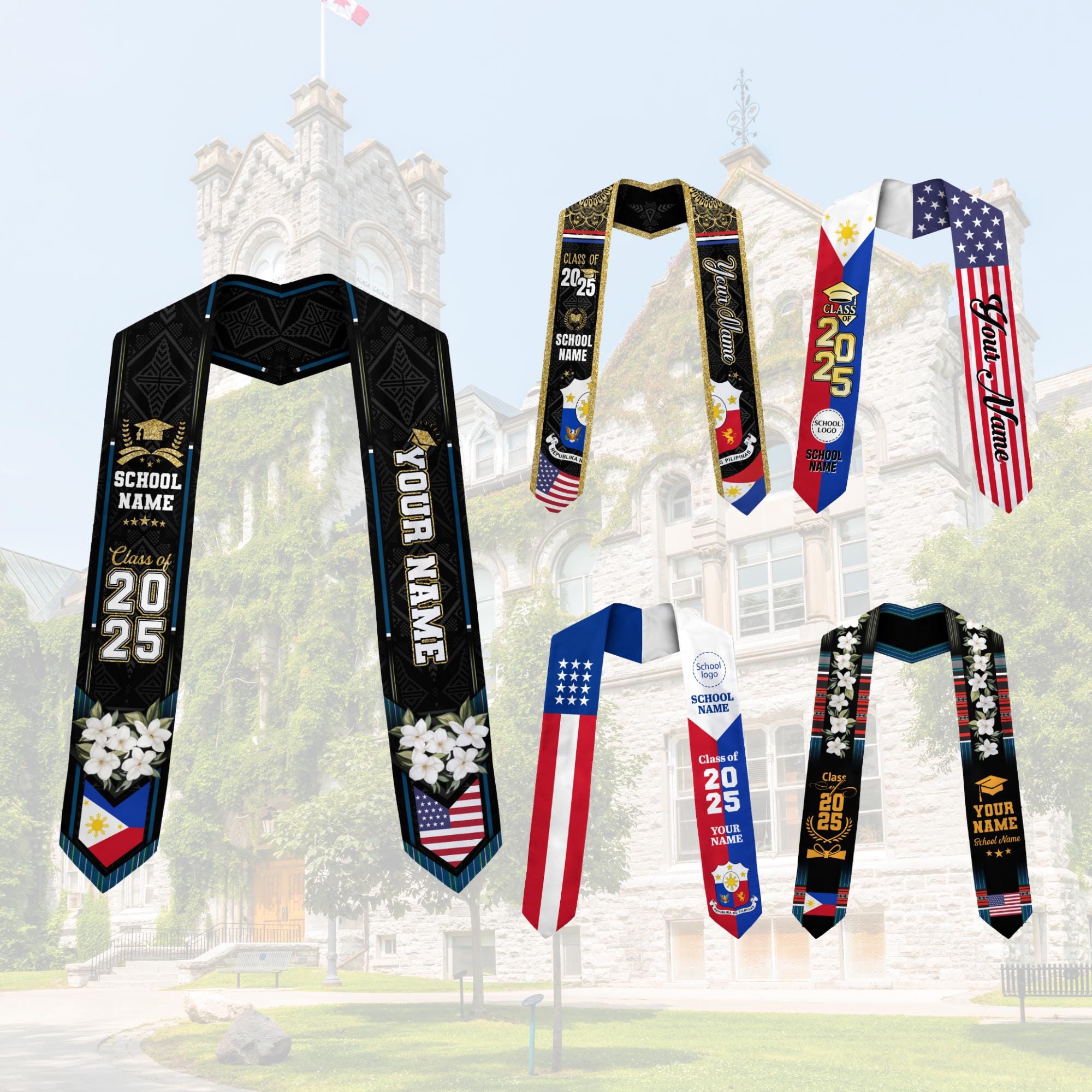 Filipino Graduation Stole,filipino Graduation Sash,philippines American ...