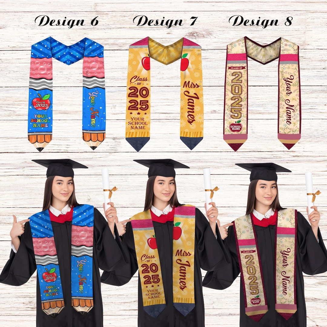 Teacher Graduation Stole 2025, Custom Teachers Graduation Stole Class ...