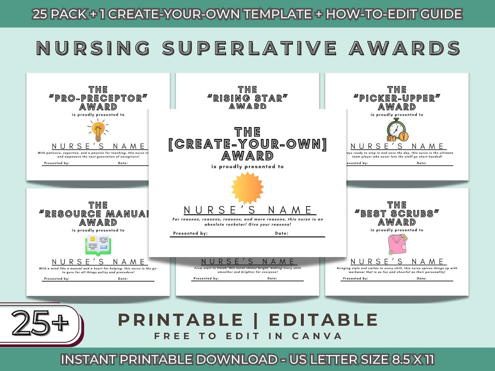 Nurse Superlatives- Funny Nurse Gift- Personalized Gift- 25+ Digital ...