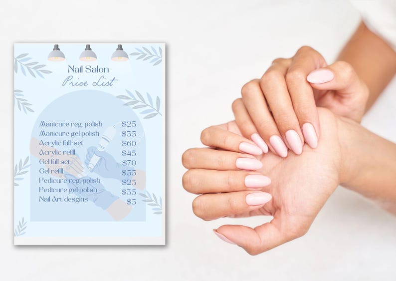 Blue Nail Salon Price List Template | Editable Spa Service Menu ...