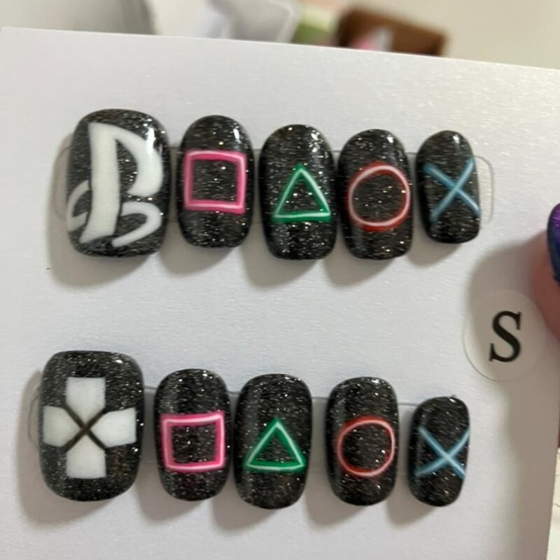 Rainbow Press on Nails - Etsy