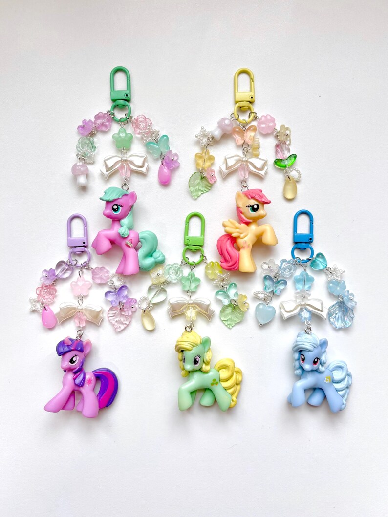 Handmade Pony Animal Keychain: Mini Dolly Charm With Pastel Accessories ...