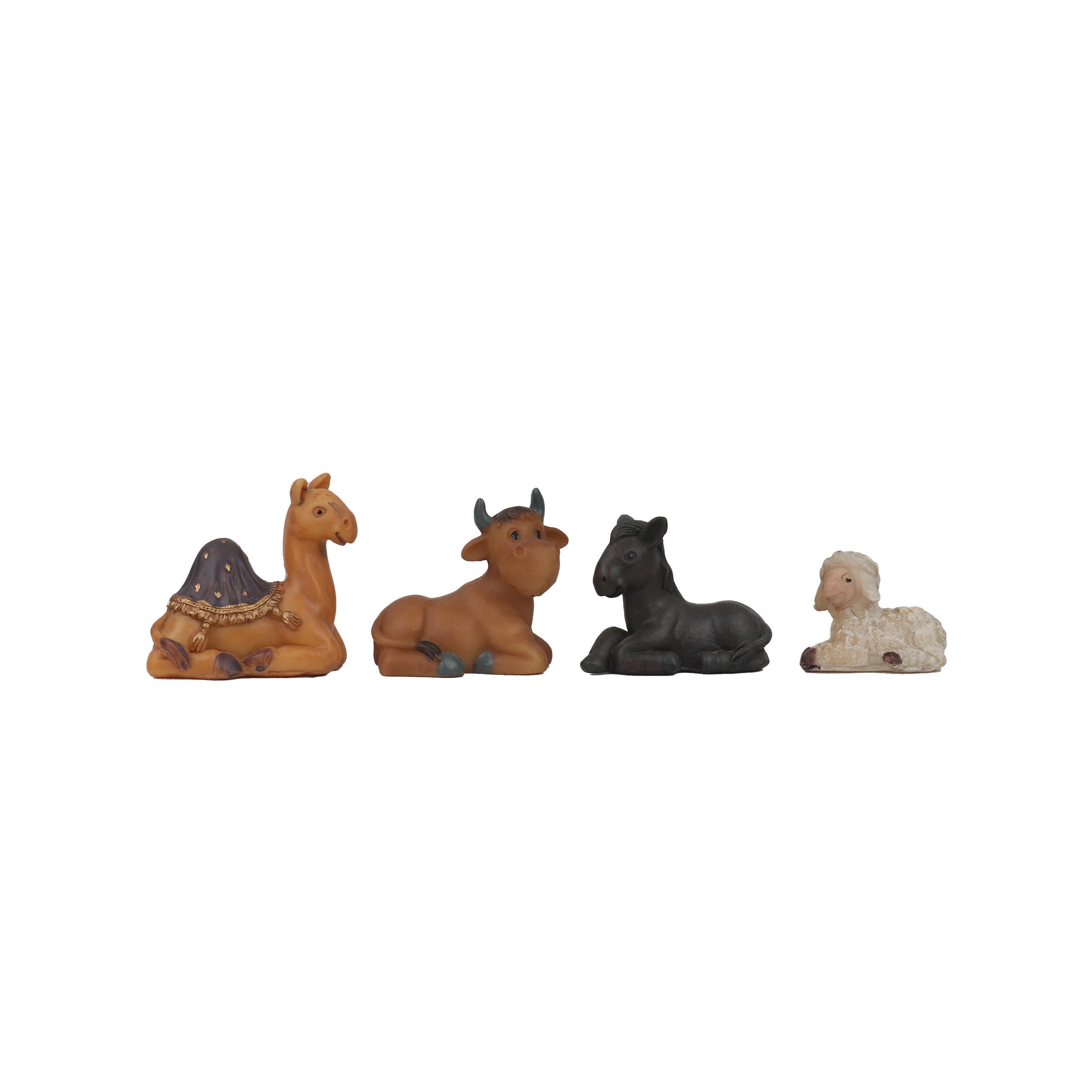 Hand-painted Nativity Set - Miniature Resin Figurines, 12 - Piece ...