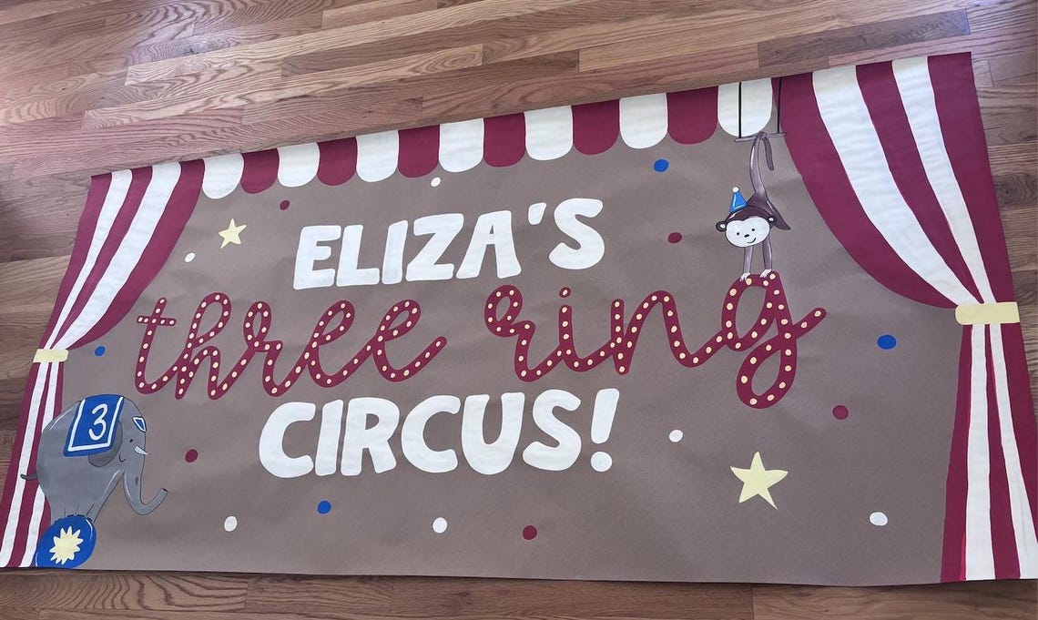 Three Ring Circus Painted Banner - Etsy