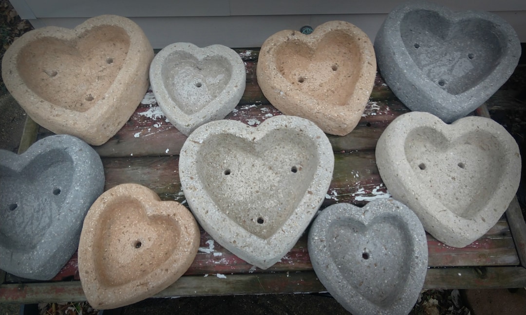Heart Planter | Love-ly PREMIUM Hypertufa Heart Shape | Lightweight ...