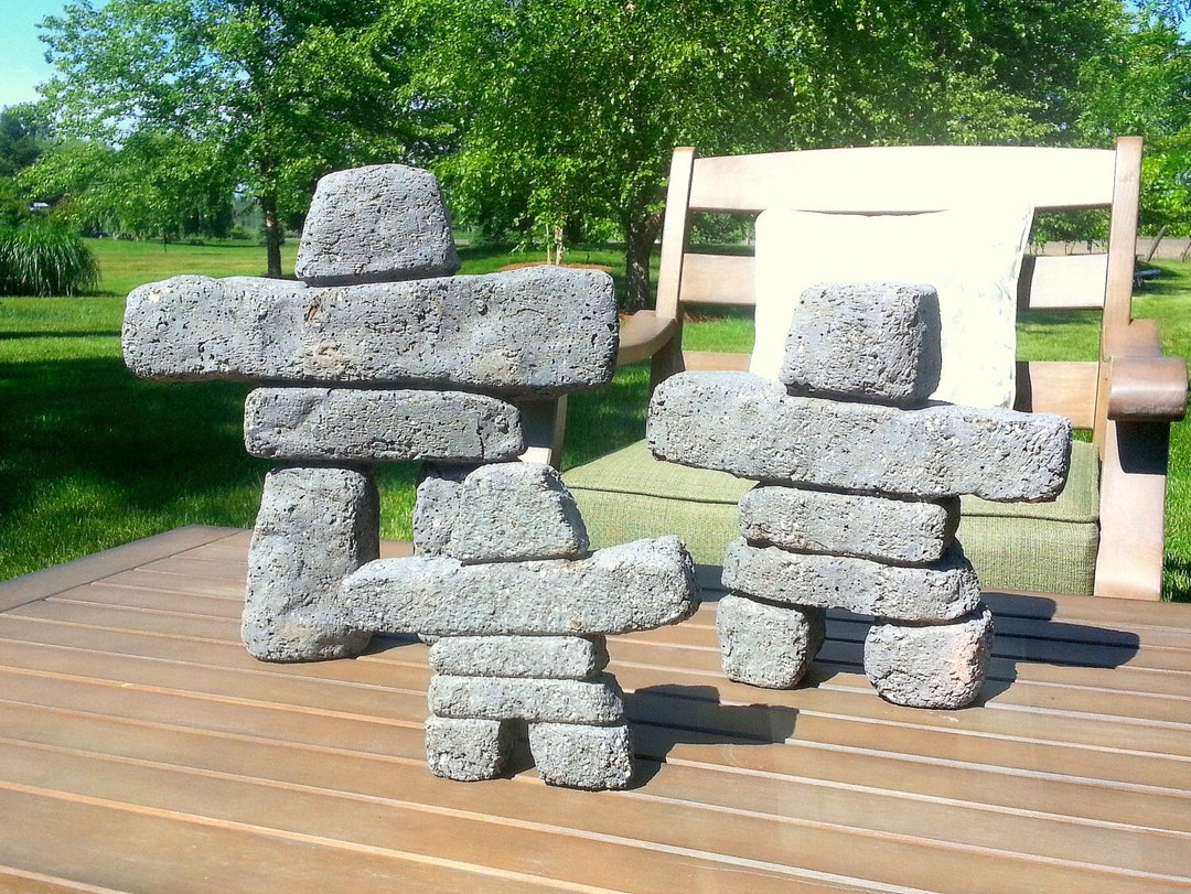 Hypertufa Inukshuk Family (slate) Inuit Stacked Stone Cairn Handmade ...