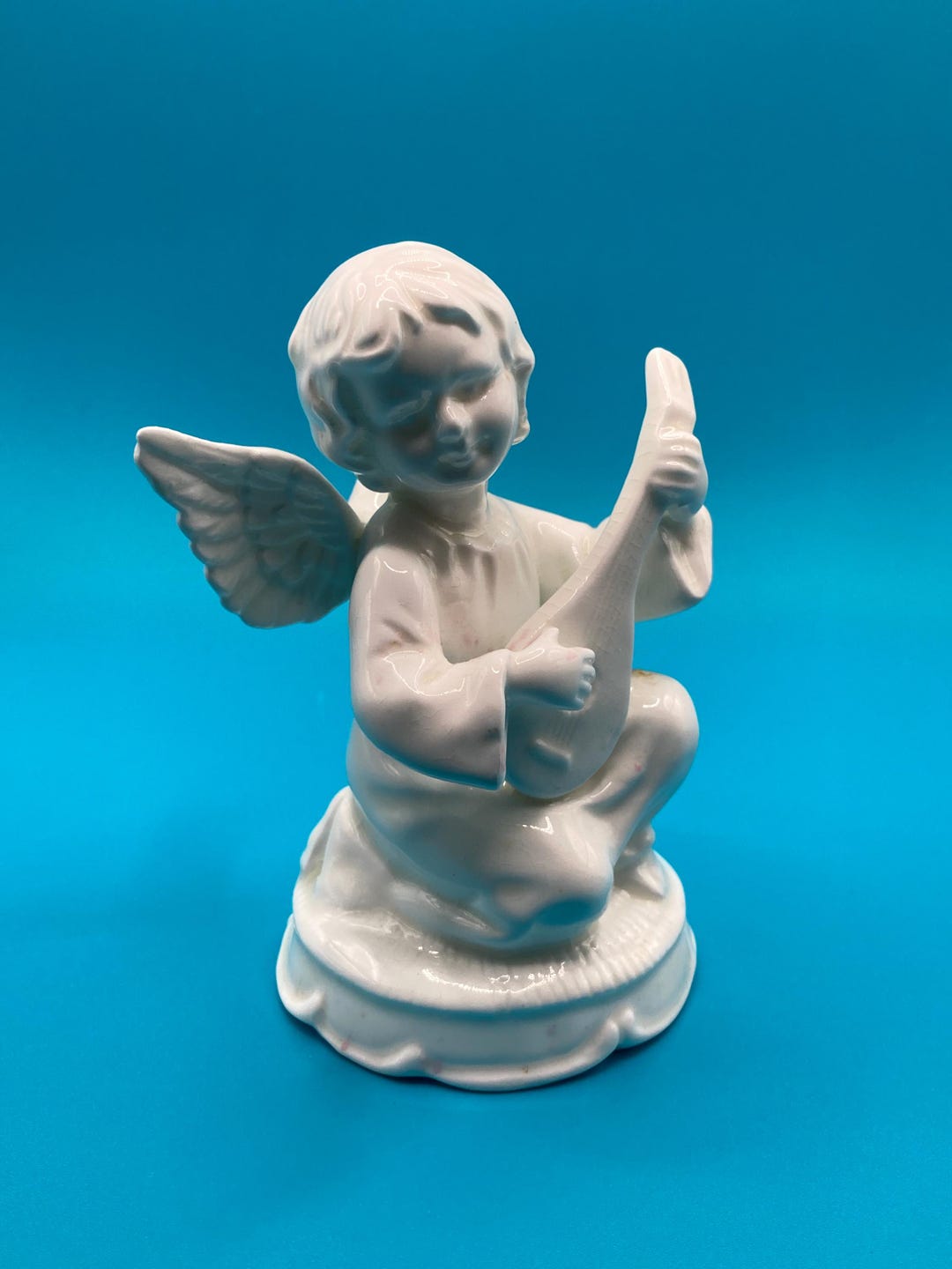 Angel Holding a Lute- Bone China - Etsy