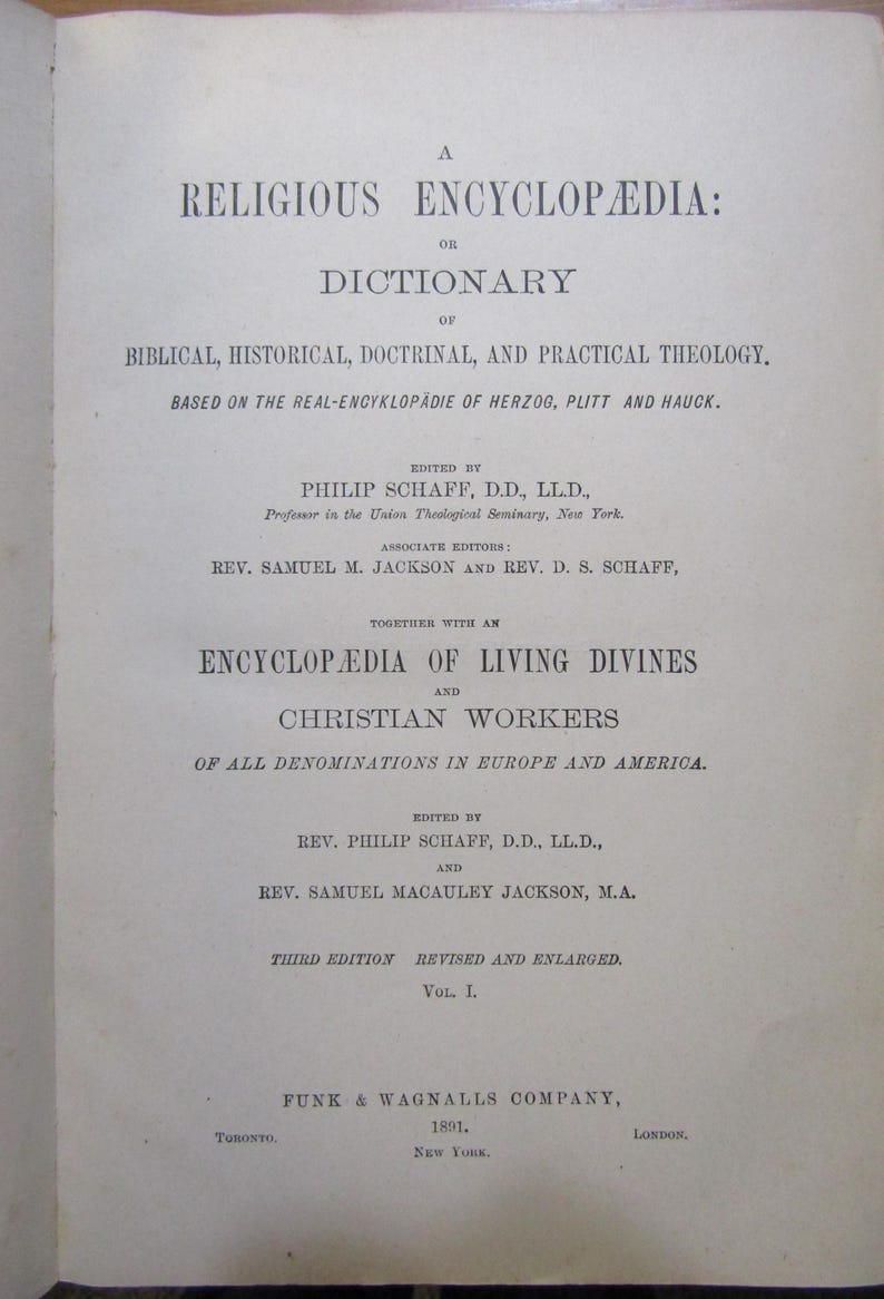 Encyclopedia of Religious Knowledge- 3rd Edition Vol 1, -1891 Large ...