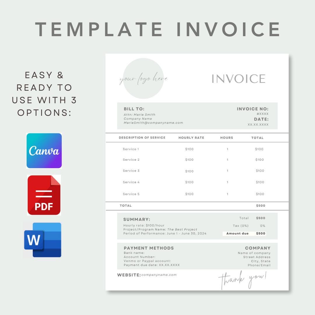 Invoice Template | Small Business Bookkeeping | Project Management ...