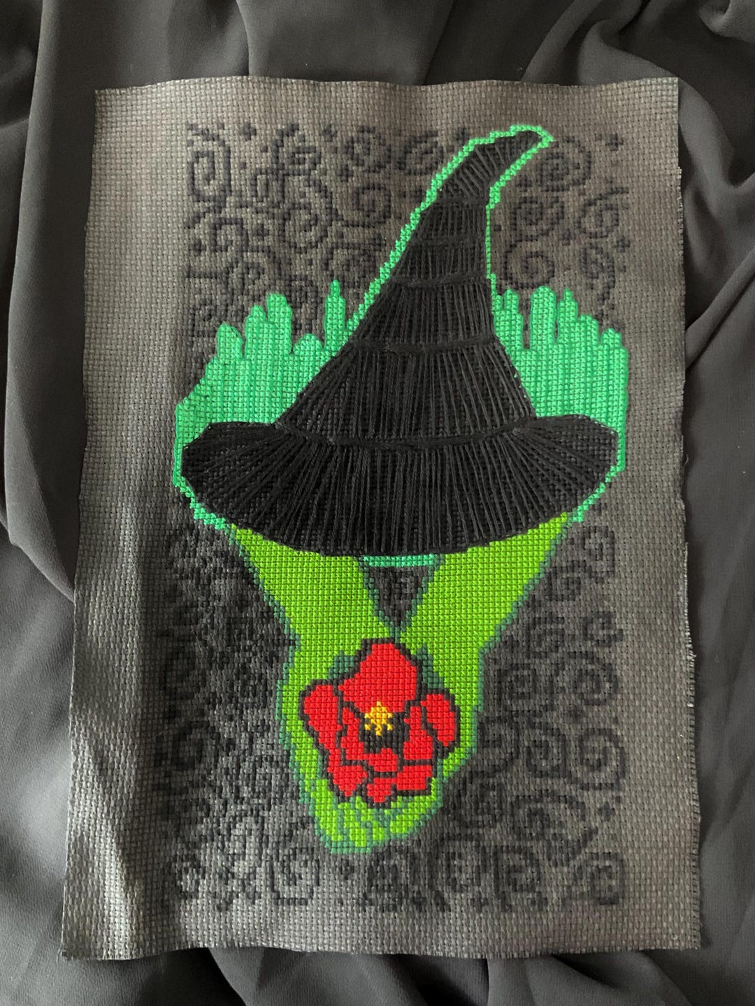 Wicked Elphaba Cross Stitch Pattern: Emerald City Poppy (PDF Pattern ...