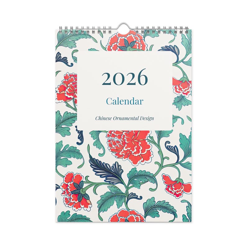2026 Chinese Ornamental Design Wall Calendar | Chinoiserie Floral ...