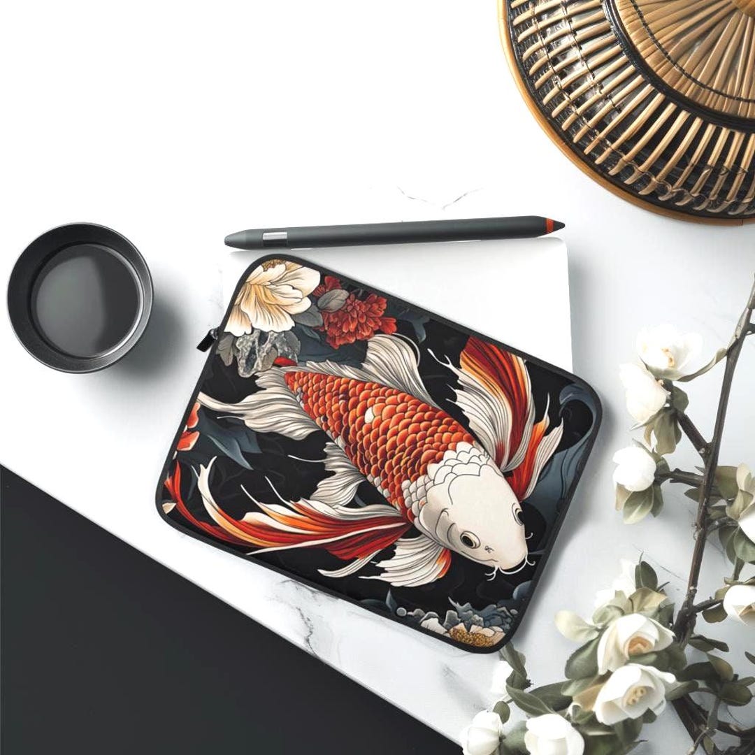Elegant Japanese Koi Fish Laptop Sleeve – Durable Design for 13" to 15 ...