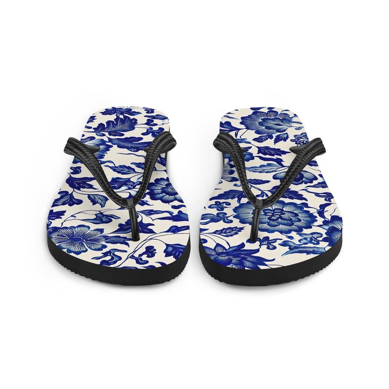 Chinoiserie Flip Flops: Blue White Chinese Porcelain Print Sandals - Etsy