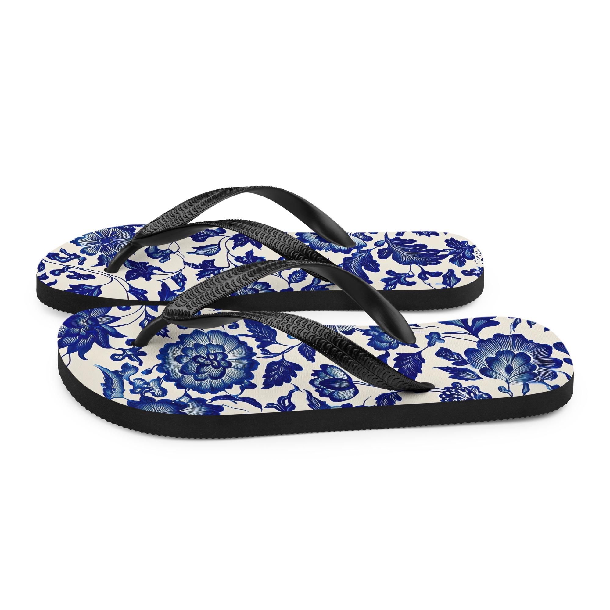 Chinoiserie Flip Flops: Blue White Chinese Porcelain Print Sandals - Etsy