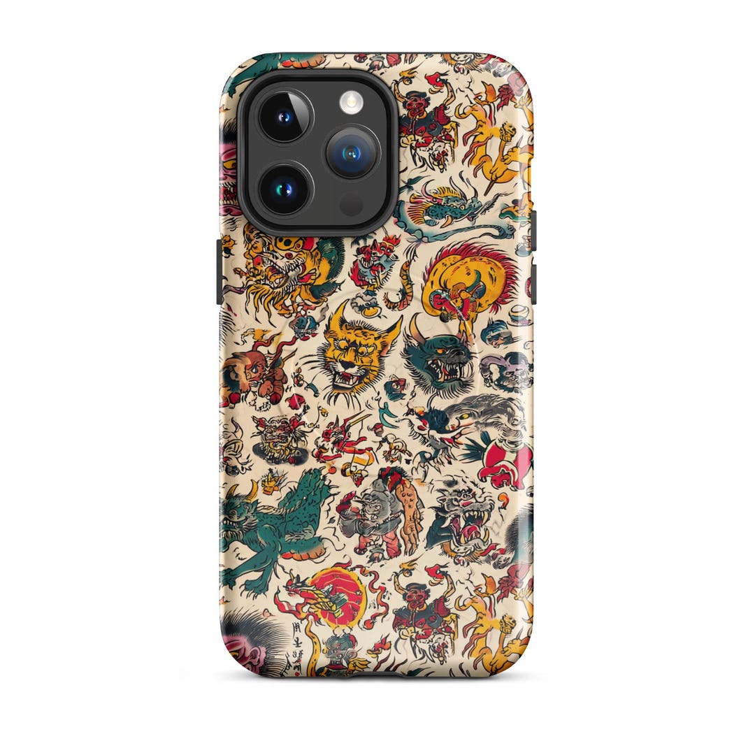 Colorful Japanese Demon Case | Traditional Oni Yokai Art | Vintage ...
