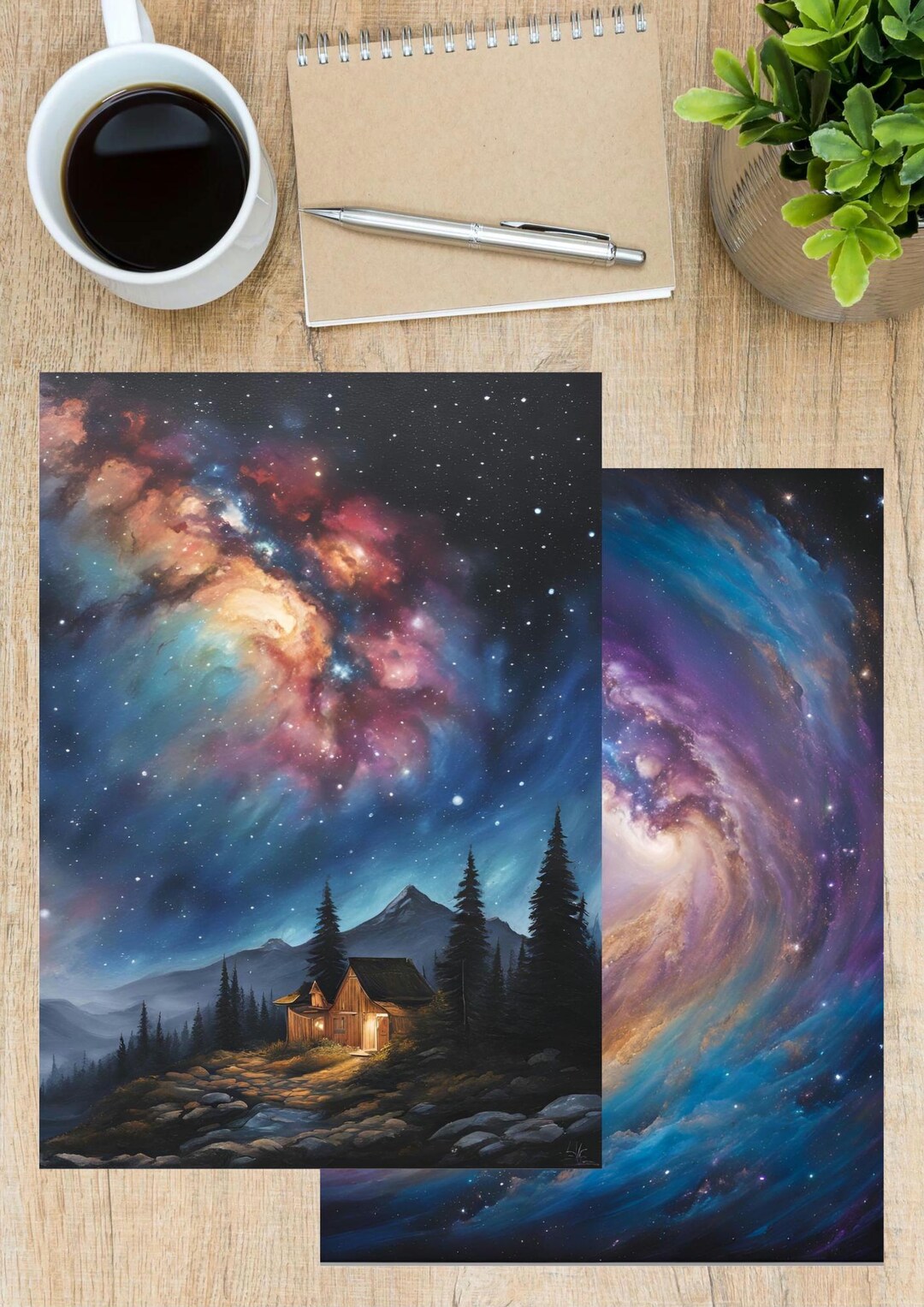 PRINTABLE Milky Way Galaxy Posters, 2pcs Wall Art Decor for Bedroom and ...