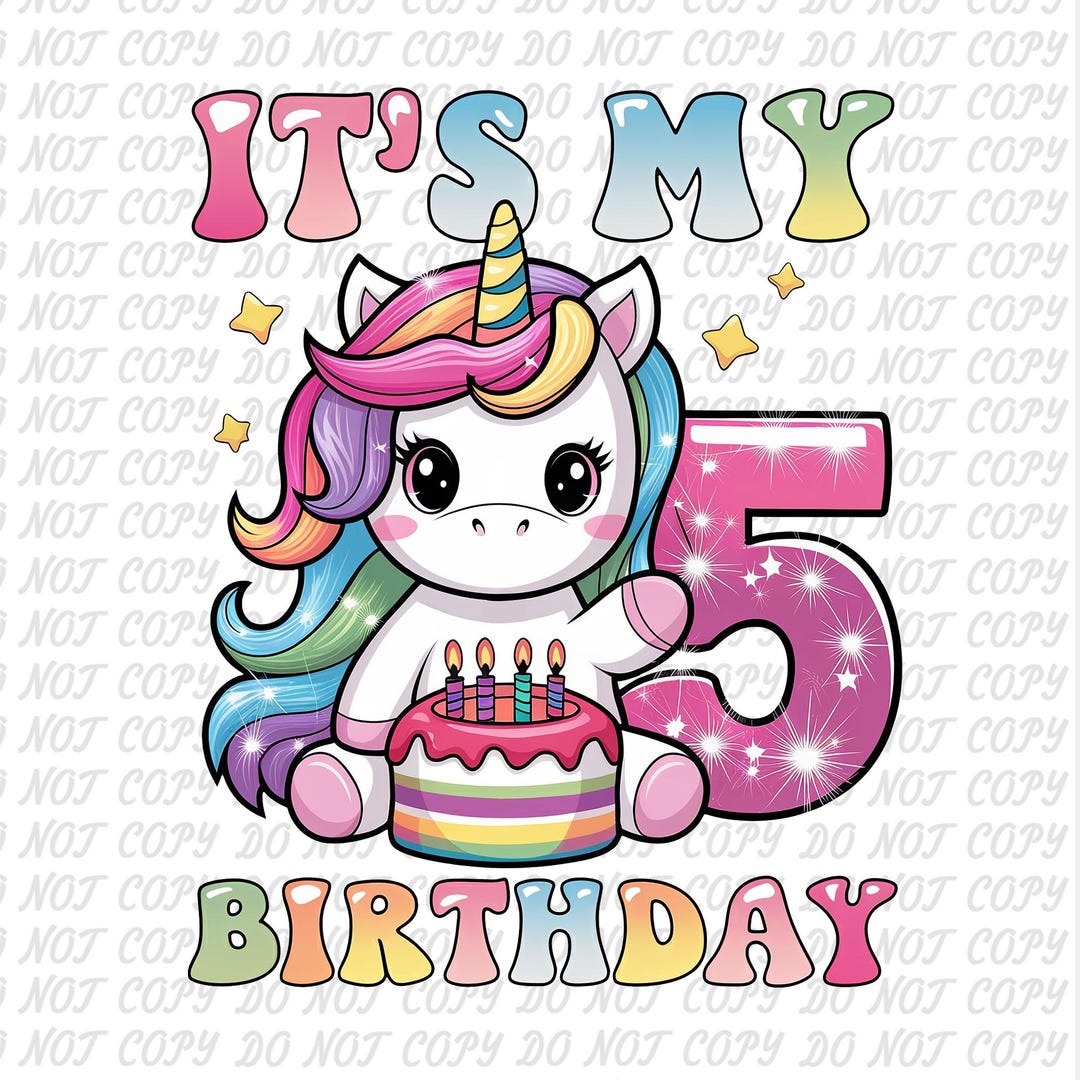 Unicorn Birthday Svg, My 5th Birthday Svg, Five Birthday Png - Etsy
