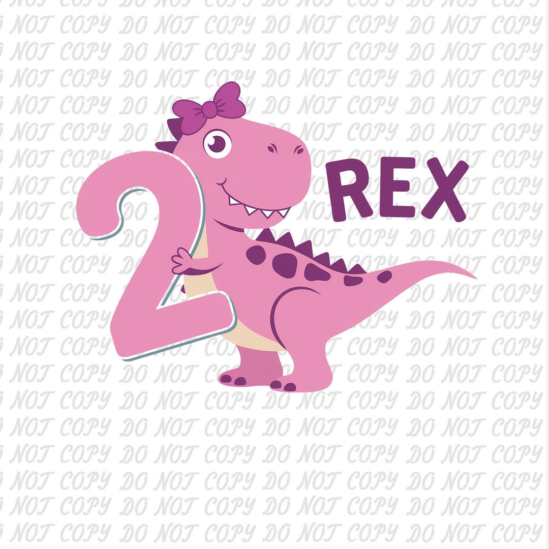 2 Rex SVG Girl Two Rex Dinosaur Birthday Svg Clipart, 2nd Birthday, 2 ...