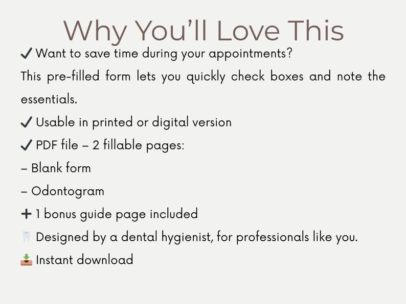 Dental Chart PDF Form – Patient Record + Odontogram – Printable Dental ...
