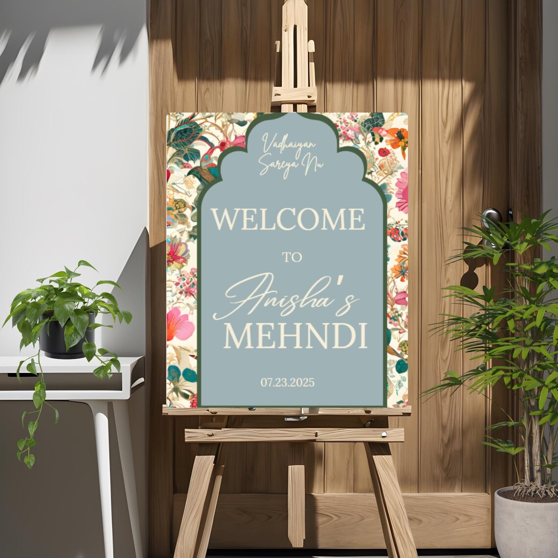 Editable Mughal Motif Mehndi Welcome Sign, Jagoo/ Sangeet, Dholki ...