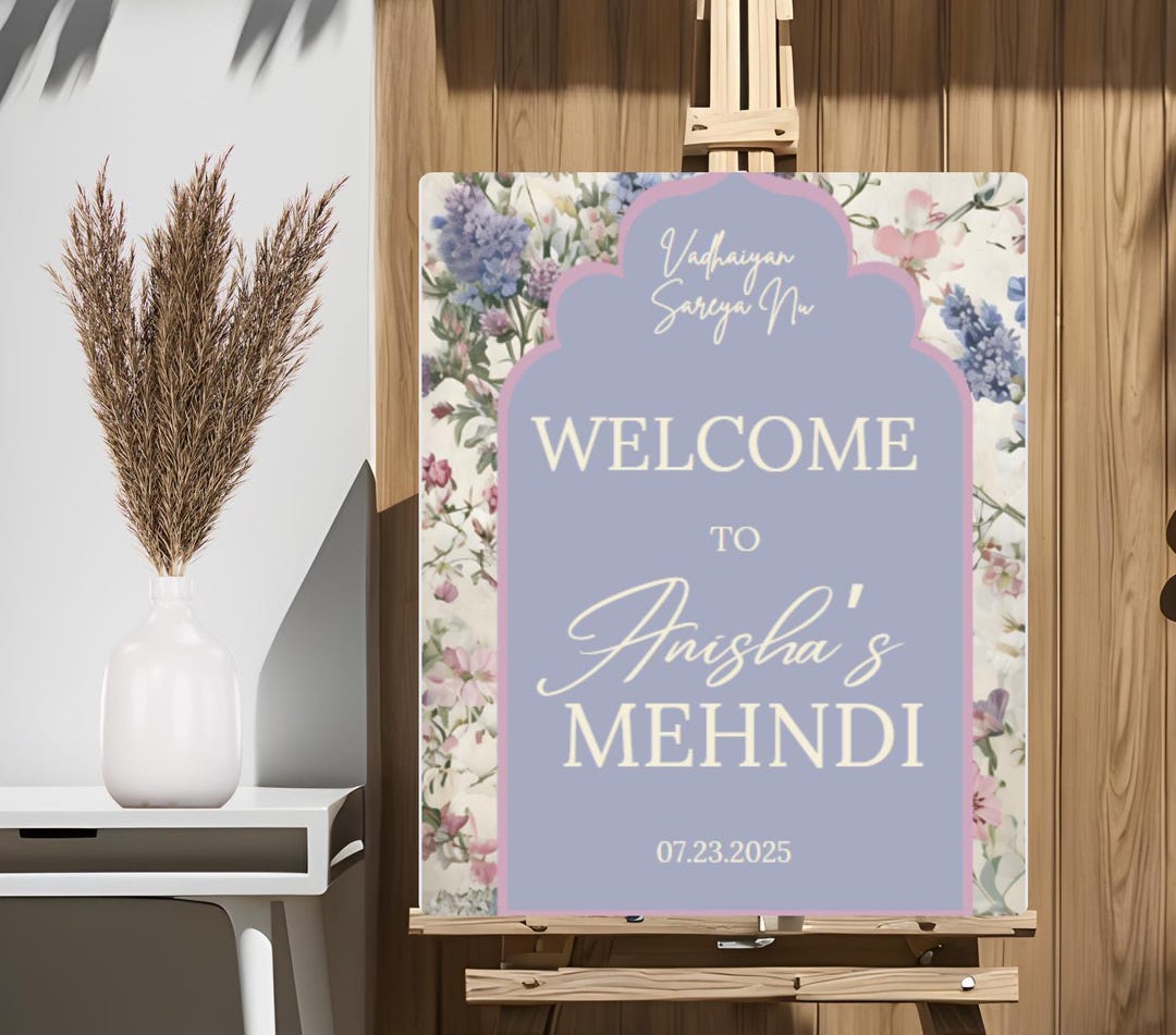 Editable Mughal Motif Mehndi Welcome Sign, Jagoo/ Sangeet, Dholki ...