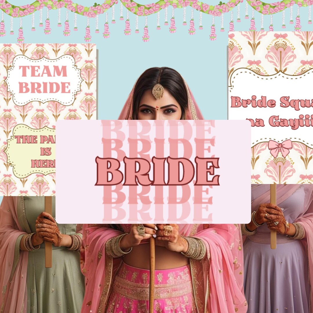 Coquette- Inspired Indian Party Crasher Bridal Party Signs, Sikh ...