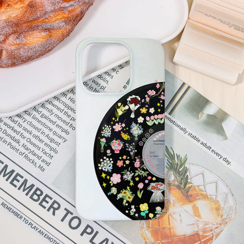 Creative Flower Vinyl Record Pattern Brown iPhone 16/17 Case: Creative ...