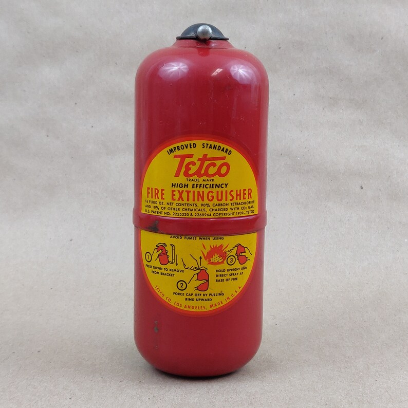 Vintage Tetco Fire Extinguisher 16 Ounce Volume Hand Held Red | Etsy