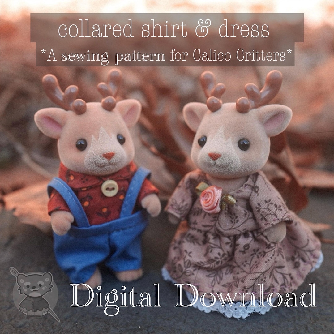 Sewing Pattern - Collared Shirt & Dress for Adult Size Calico Critters ...