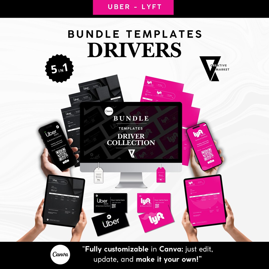 Tool Drivers Canva Template, Minimal and Elegant, Taxi, Uber, Lyft ...