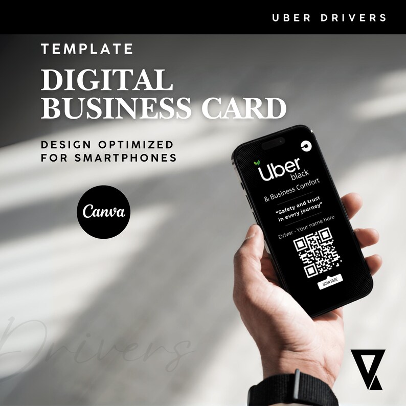 Business Cards, Premium Canva Template for Professional Uber Drivers ...