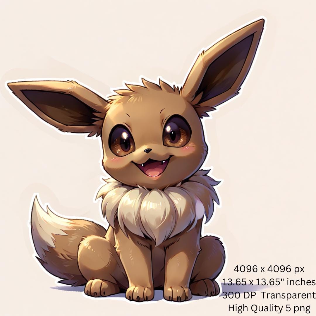 5 Cute Eevee PNG Designs, High-quality Clipart for Sublimation, Digital ...