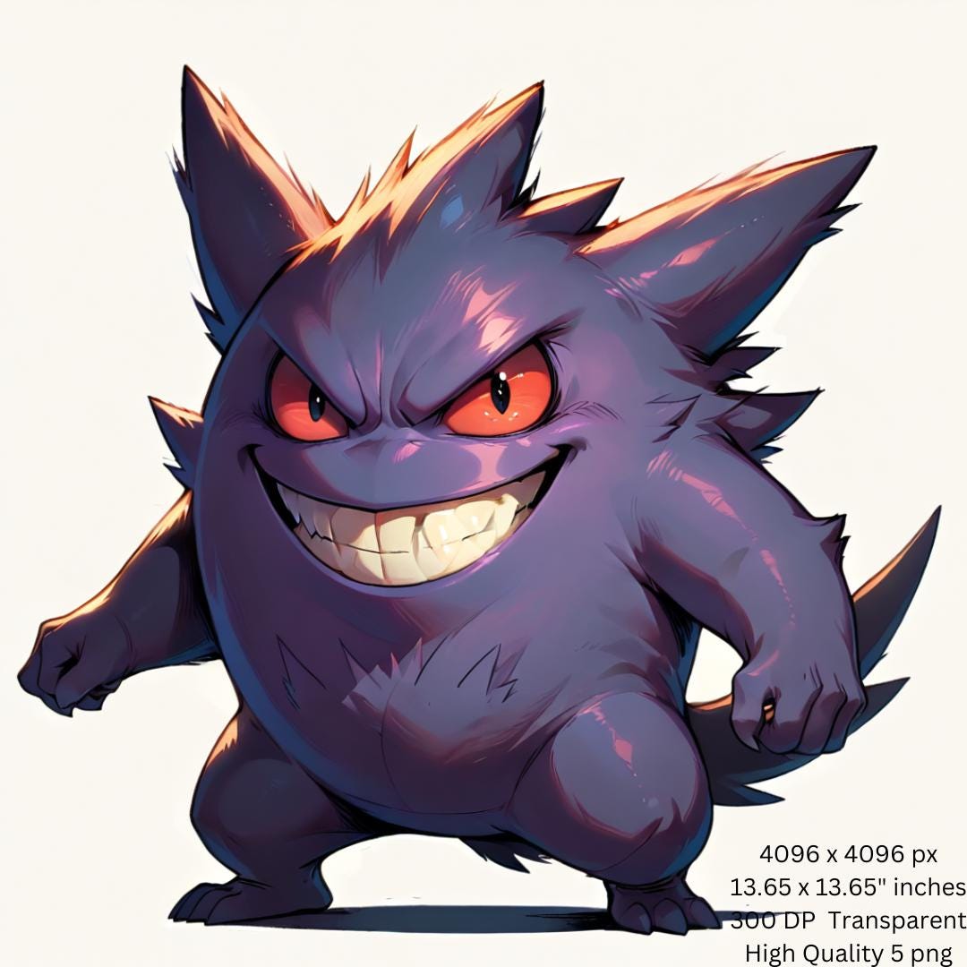 5 Gengar PNG Designs, High-quality Clipart for Sublimation, Digital ...