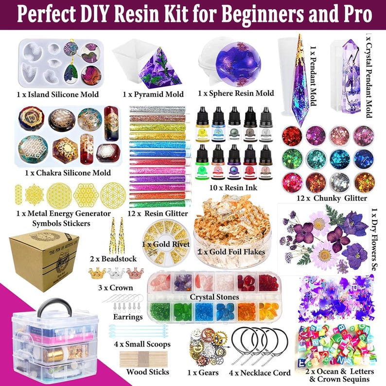 Epoxy Resin Kit for DIY Jewelry Making – Silicone Sphere, Pyramid ...