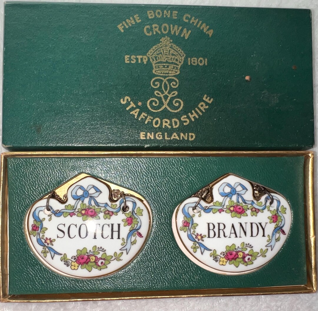 Antique Crown Staffordshire Porcelain Scotch, and Brandy Liquor Bottle ...