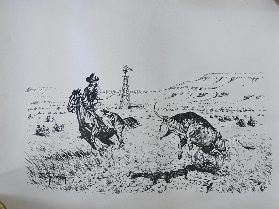 Vintage 1979 Cowboy Print by Jim Stuckenberg: Western Art, 16” X 13” - Etsy