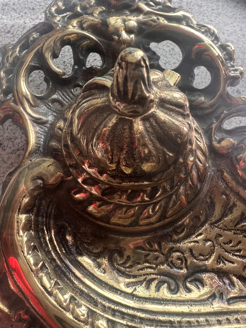 Gothic Victorian Inkwell, Desk Top Pen Tray With Lidded Pot- Antique ...