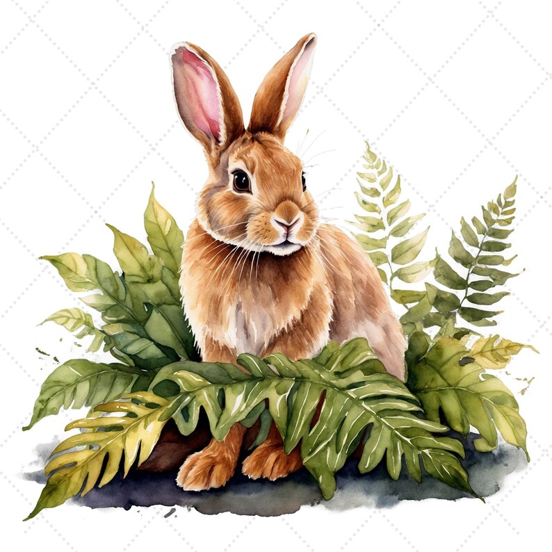 Woodland Rabbit Clipart Bundle, 34 PNG Forest Bunny Art (digital ...