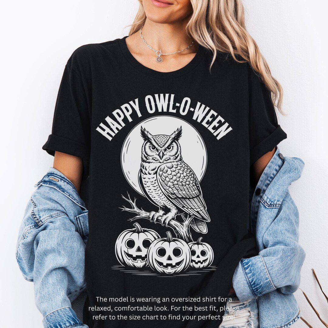 Happy Owl-o-ween Shirt, Funny Owl Halloween Tee, Spooky Pumpkin Jack O ...