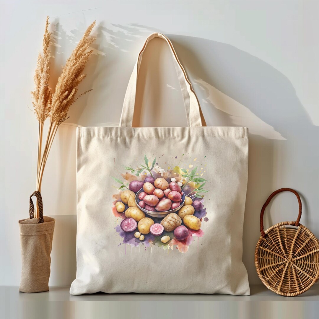 Rustic Potatoes Tote Bag, Farm Fresh Vegetable, Watercolor Art, Grocery ...