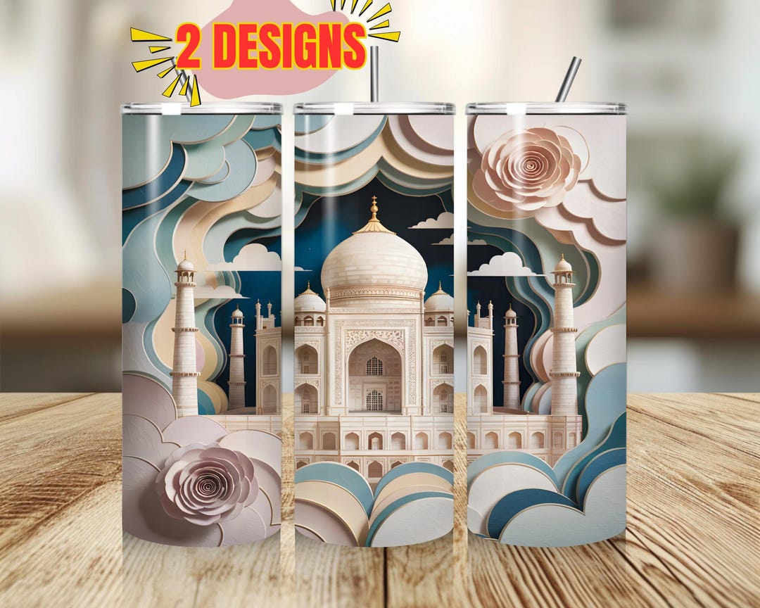Taj Mahal Tumbler Wrap PNG, 20oz Skinny Tumbler Sublimation Design ...