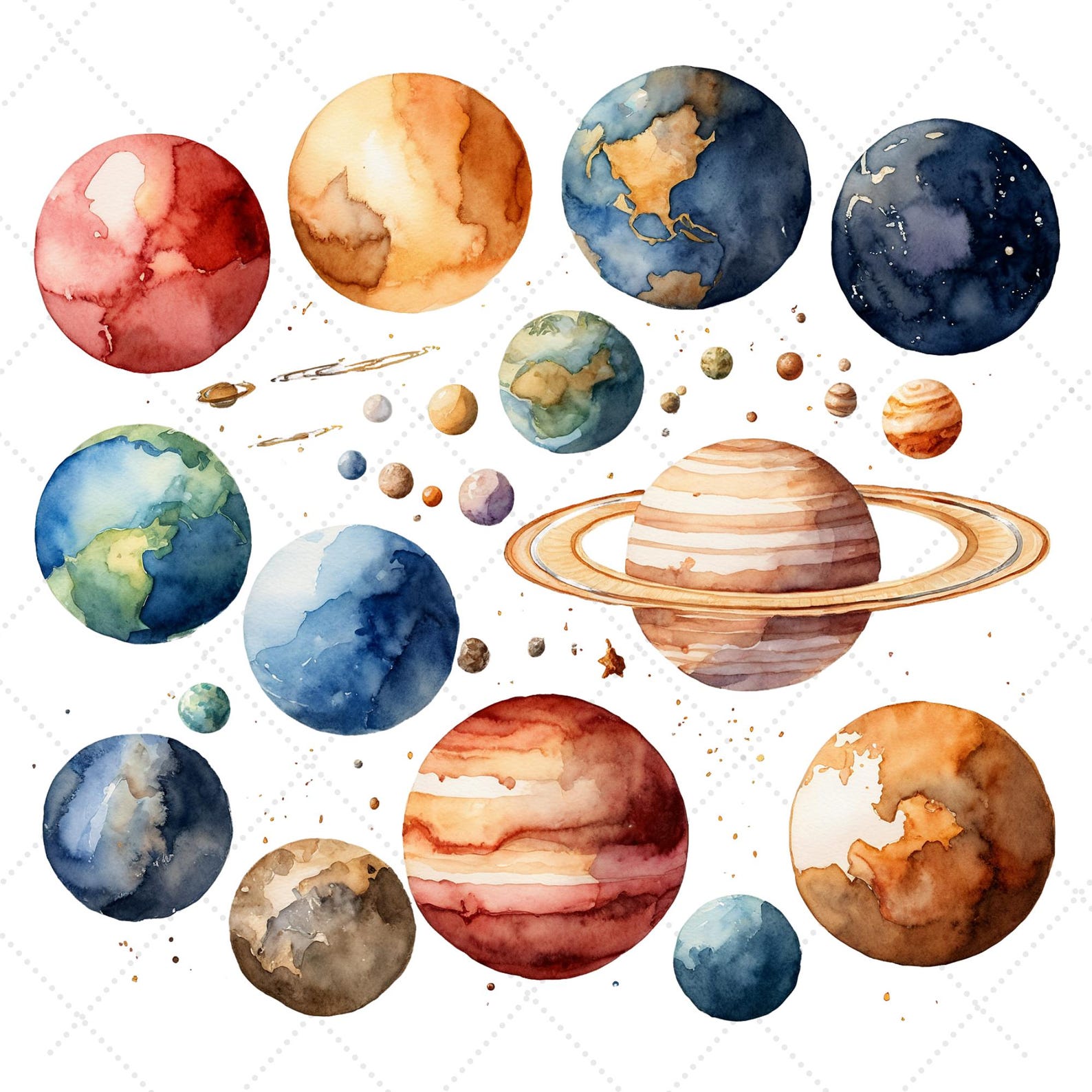 26 Astrology Birth Chart Clipart- Watercolor Galaxy Symbols PNG Set ...